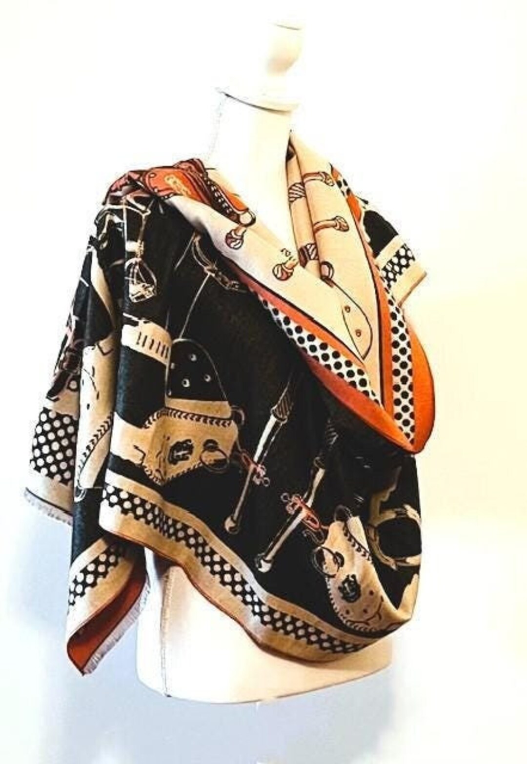 Greentan Harness Print Reversible Wrap Artisan Shawl - Etsy