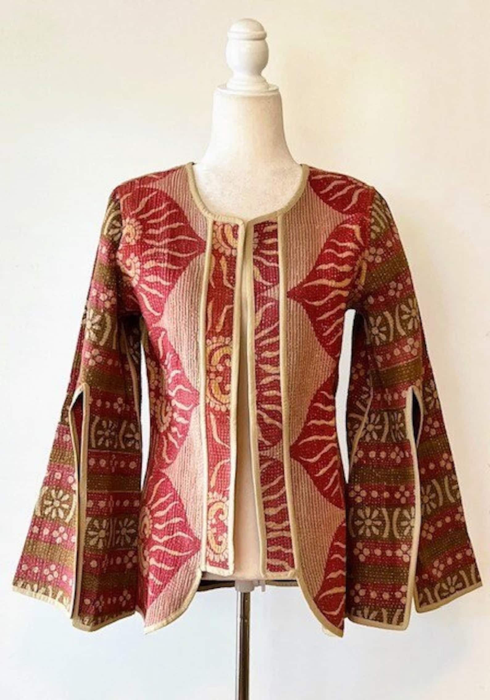 Kantha Embroidered Jacket With European Styling: Gorgeous abstract - Etsy