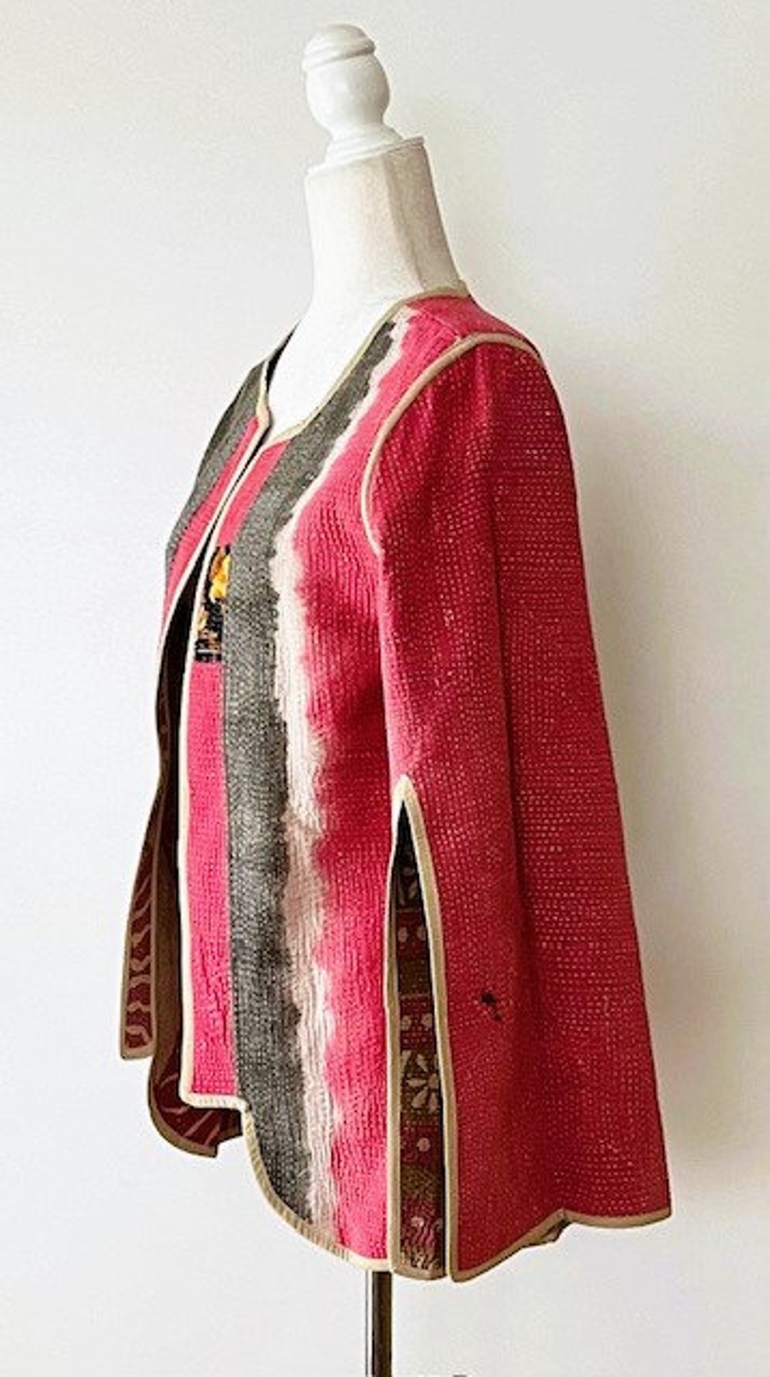 Kantha Embroidered Jacket With European Styling: Gorgeous abstract - Etsy