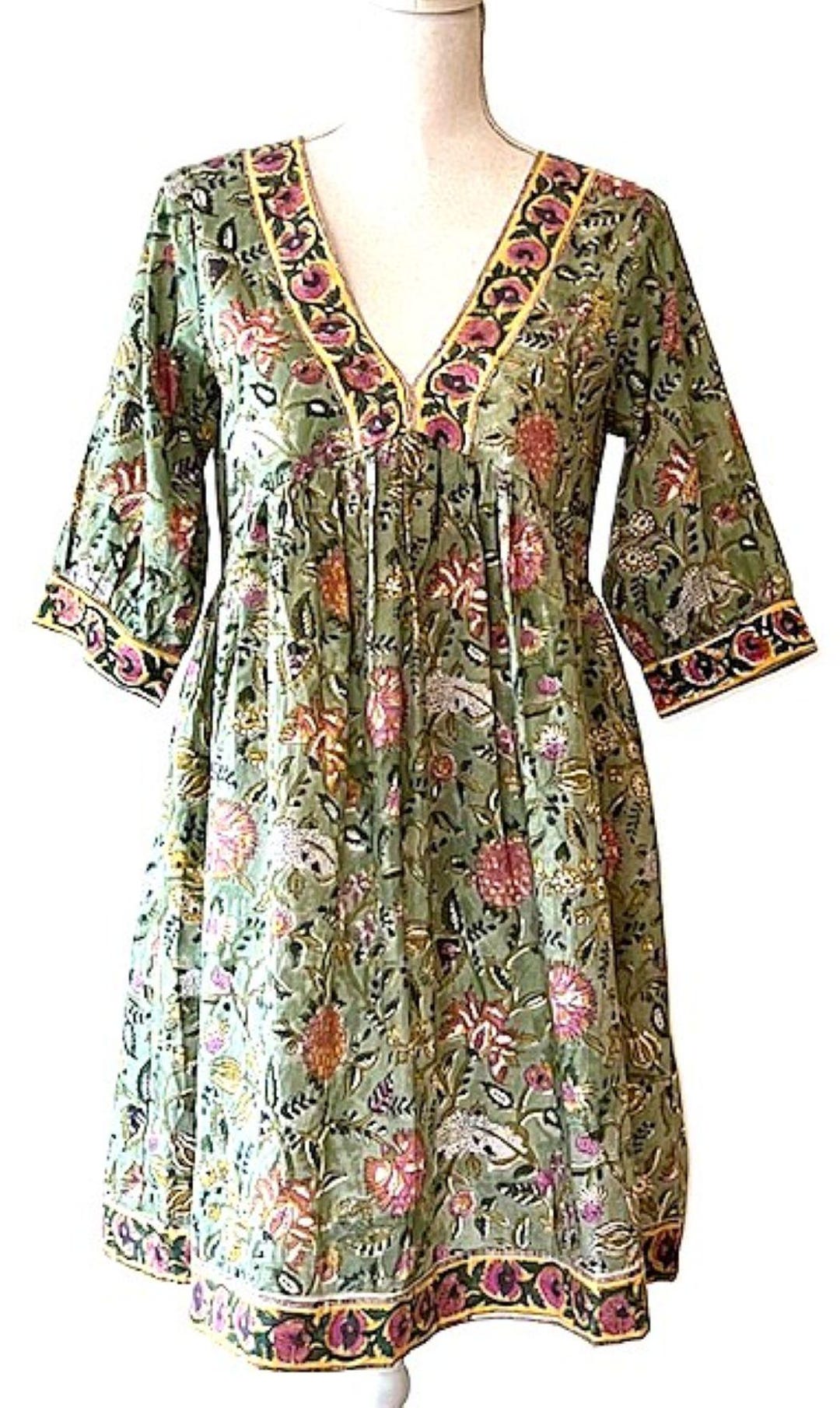 Exceptional Block Print Short Dress (green) - Etsy