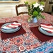 Dramatic Block Print Floral Tablecloth is on Trend. Bold, Strong Colors ...