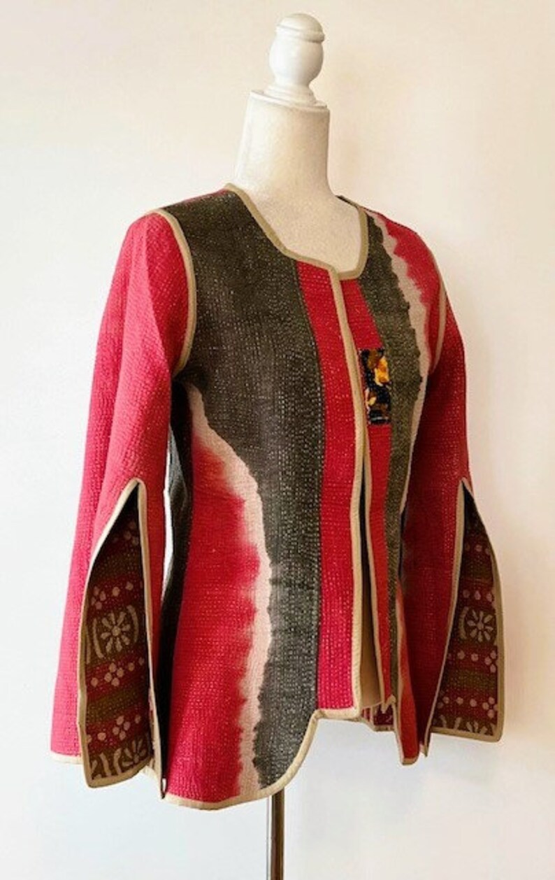 Kantha Embroidered Jacket With European Styling: Gorgeous abstract - Etsy