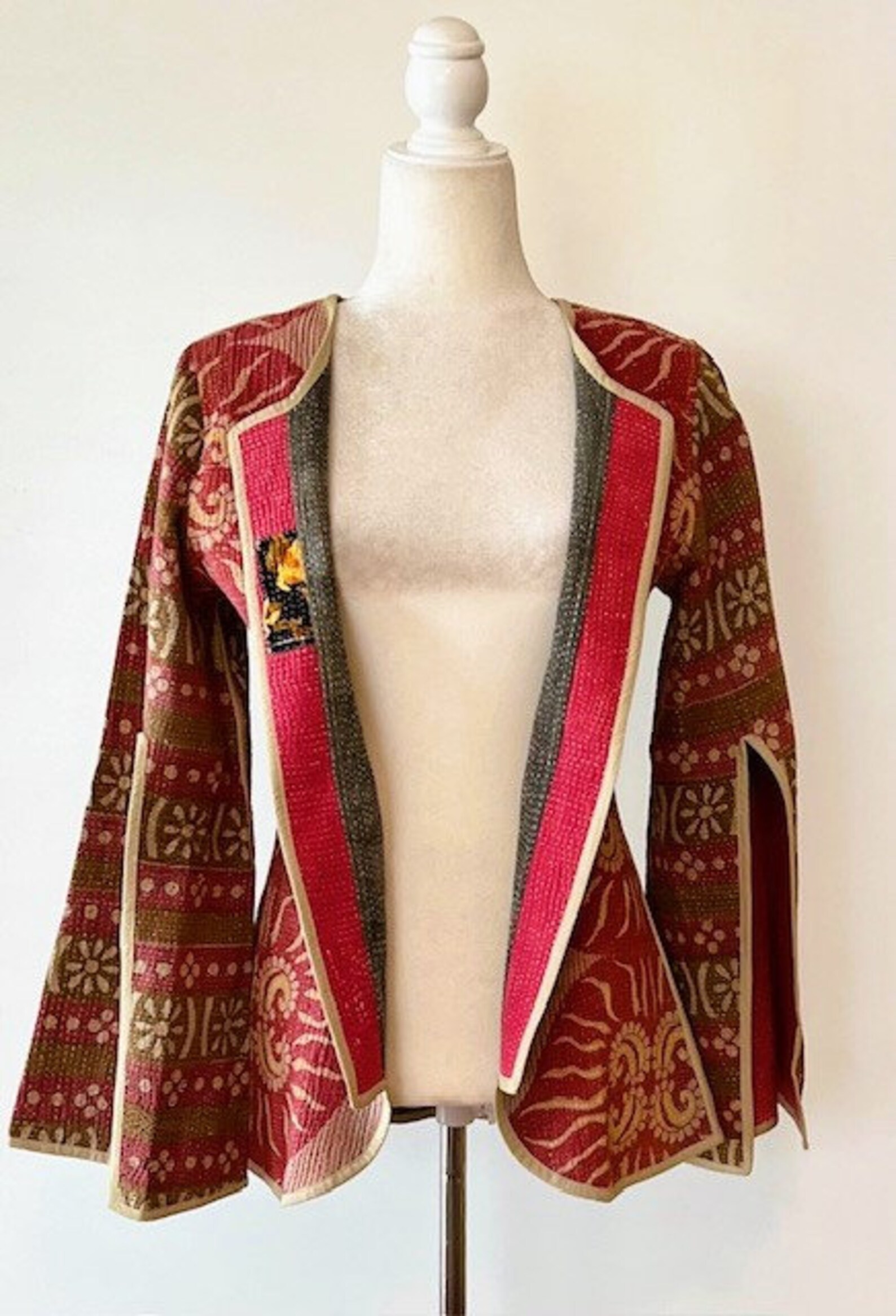 Kantha Embroidered Jacket With European Styling: Gorgeous abstract - Etsy