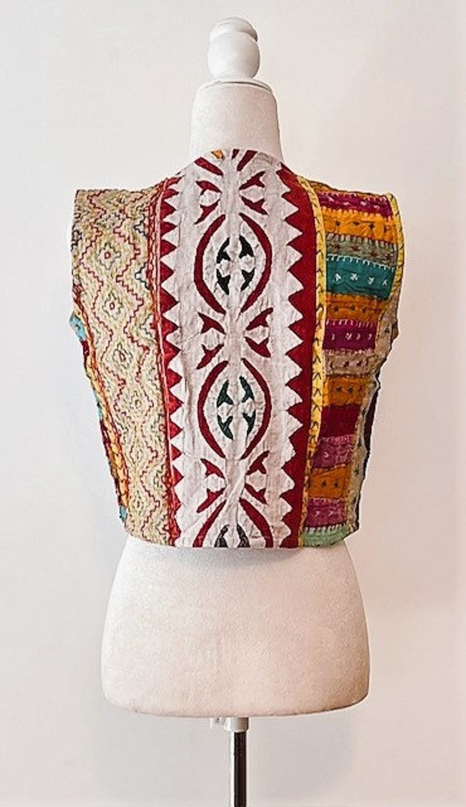 Patchwork Short Kantha Vest (cutwork) - Etsy