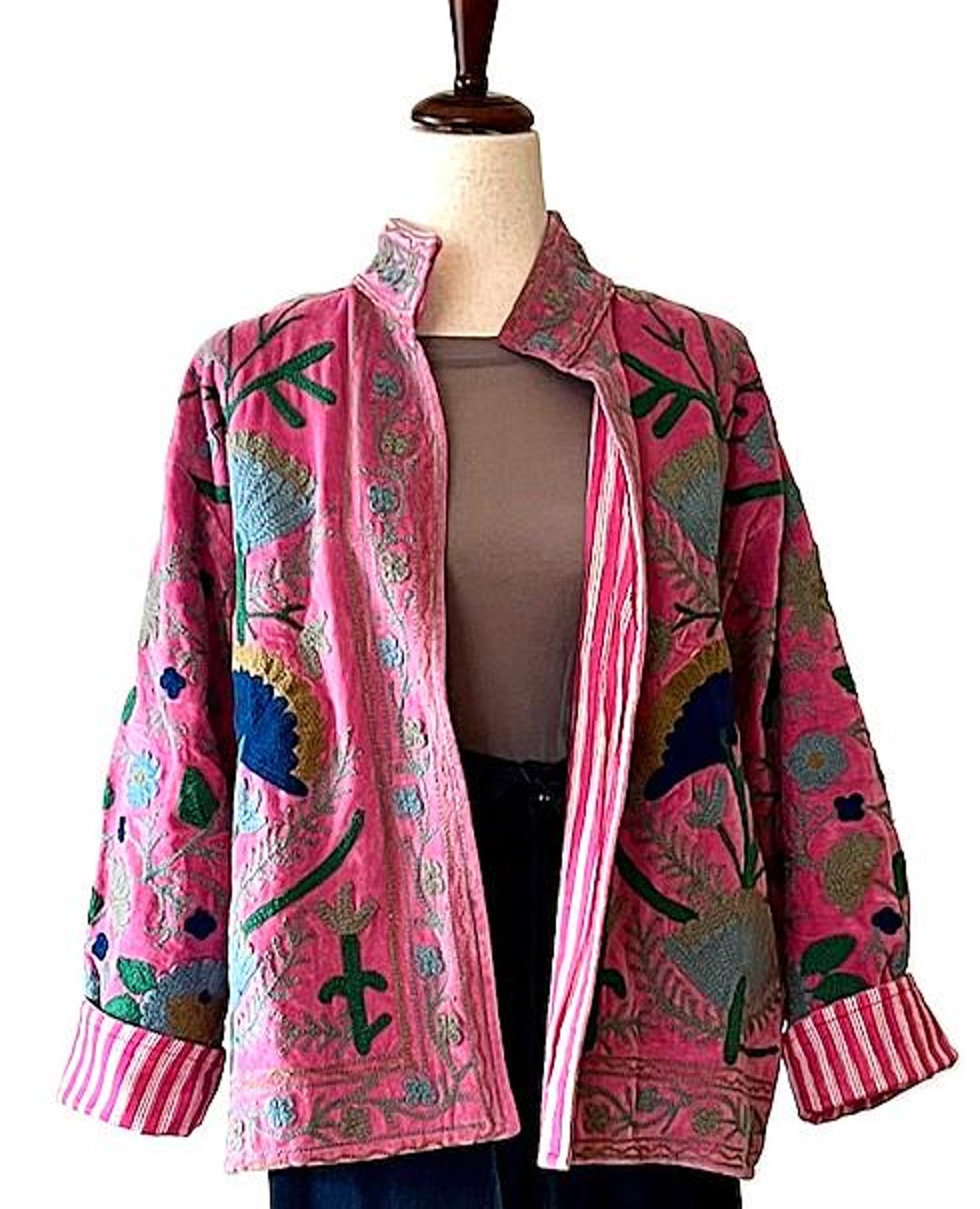 Jacket, Wearable Art in This Hand Embroidered Short Cotton Velvet ...
