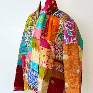 Fully Reversible Cotton Quilted Patchwork Jacket is Happy - Etsy