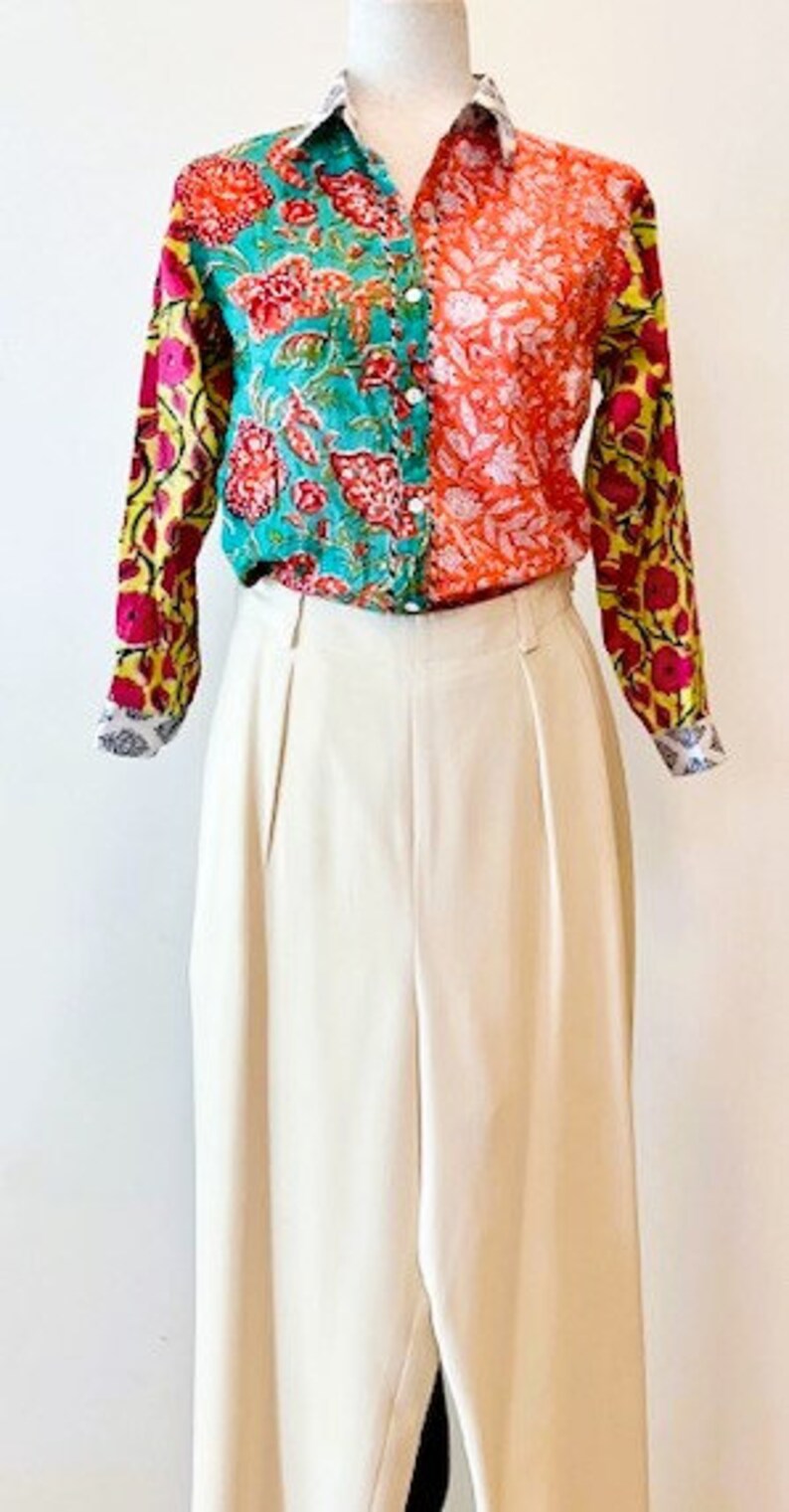 Tailored Patchwork Button Down Collared Shirt is Smart and Cool - Etsy