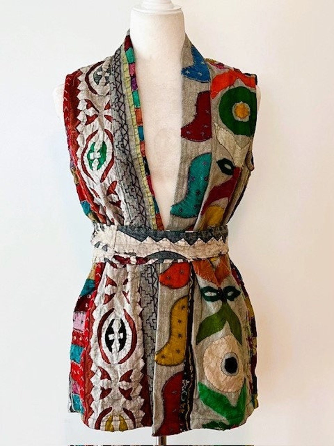 Artisan Cutwork Kantha Long Vest Coat Handmade - Etsy