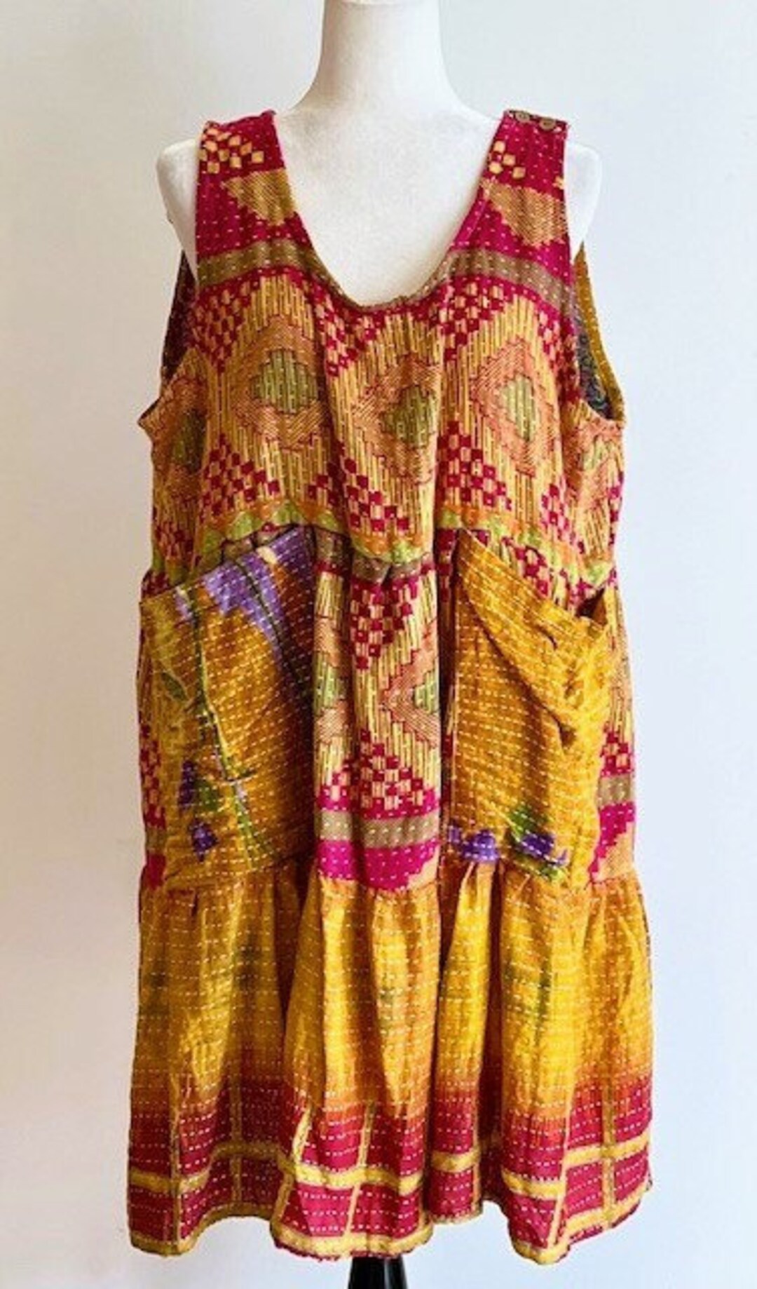 Artisan Kantha Quilt Mini Dress or Jumper. Chic Staple (bronze) - Etsy