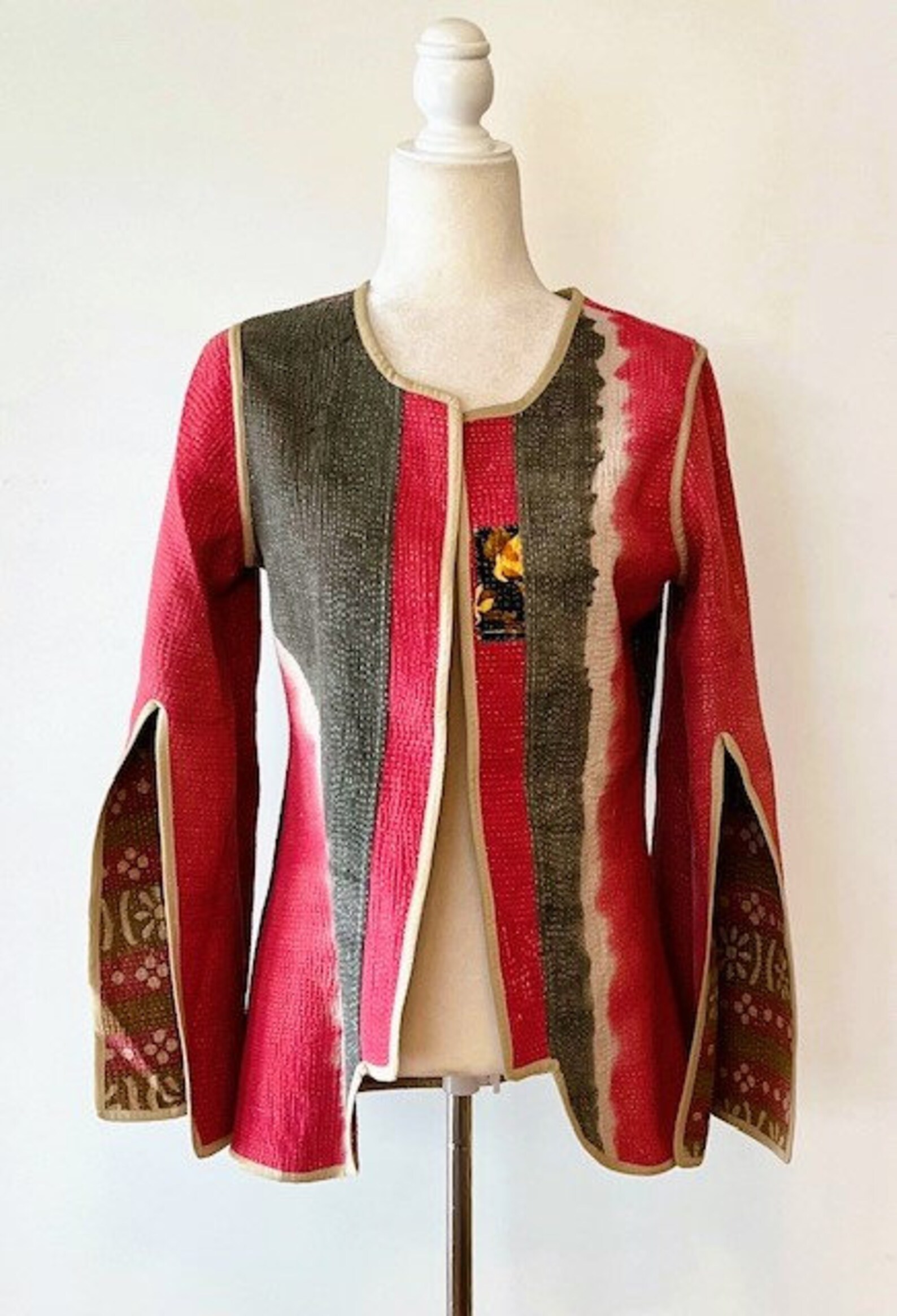 Kantha Embroidered Jacket With European Styling: Gorgeous abstract - Etsy