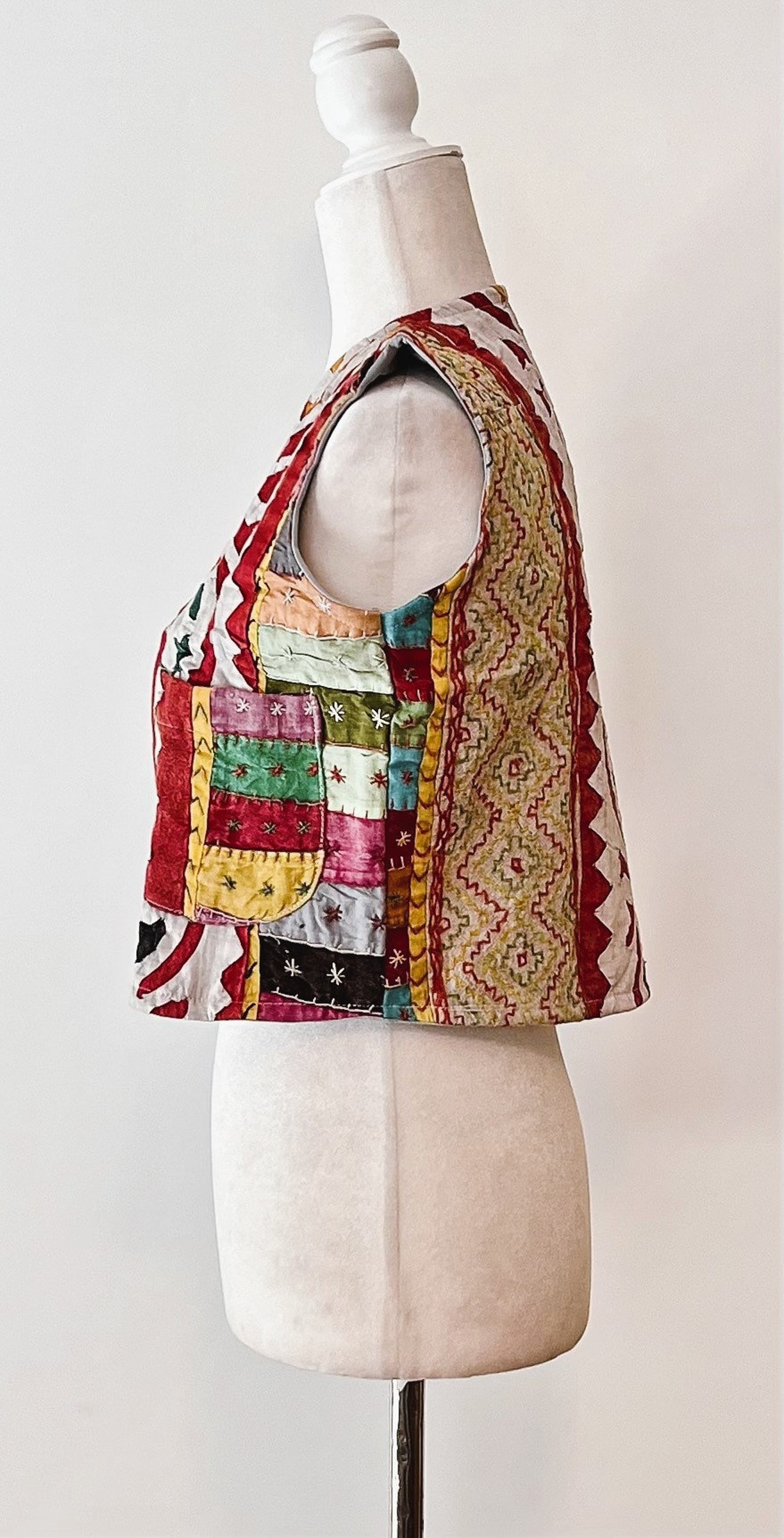 Patchwork Short Kantha Vest (cutwork) - Etsy