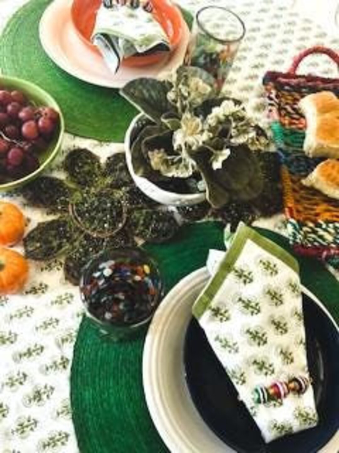 Simple Elegance. Subdued Cotton Block Print Table Cloth (70 X 180) - Etsy