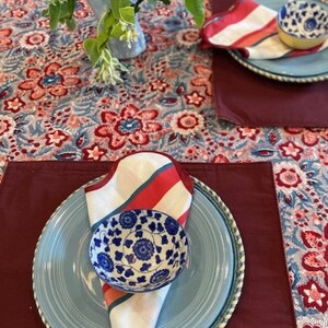 Dramatic Block Print Floral Tablecloth is on Trend. Bold, Strong Colors ...