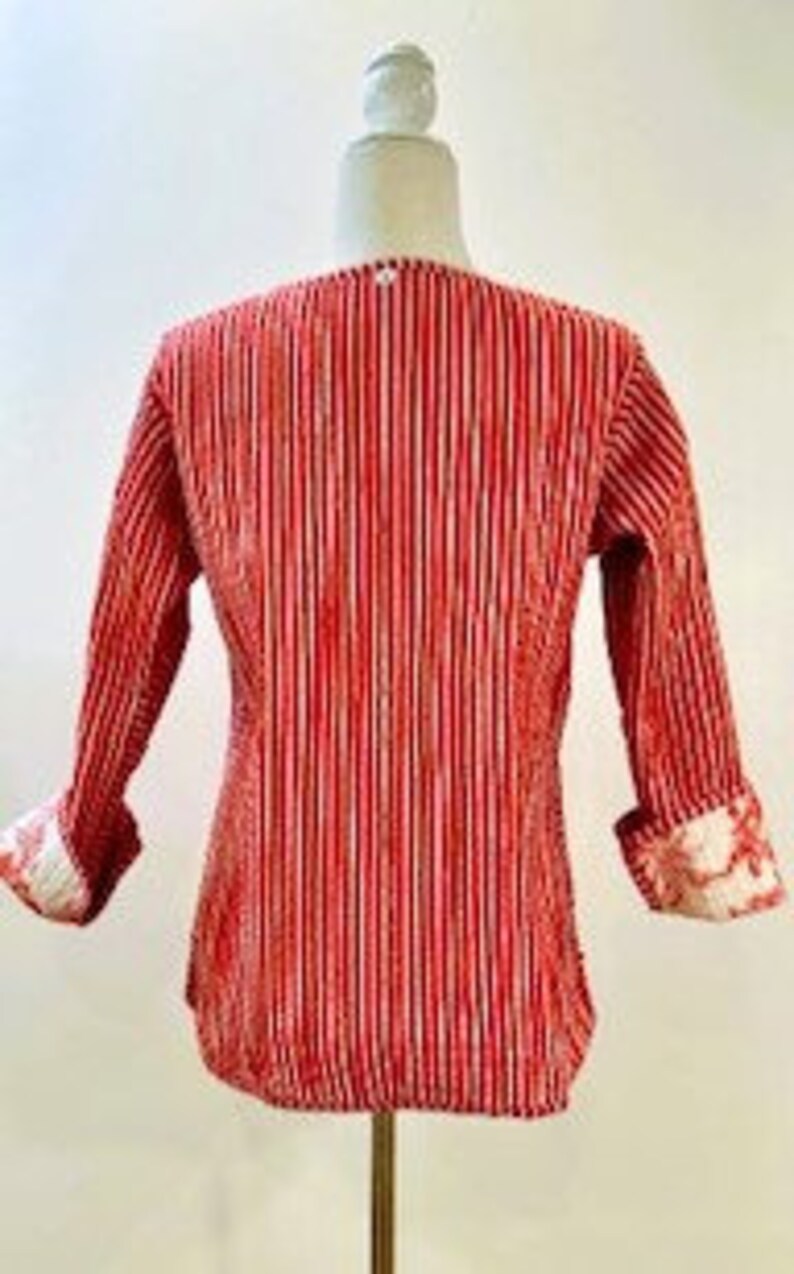 Reversible Cotton Quilted Womens Jacket With Red Stripe Piping red and ...