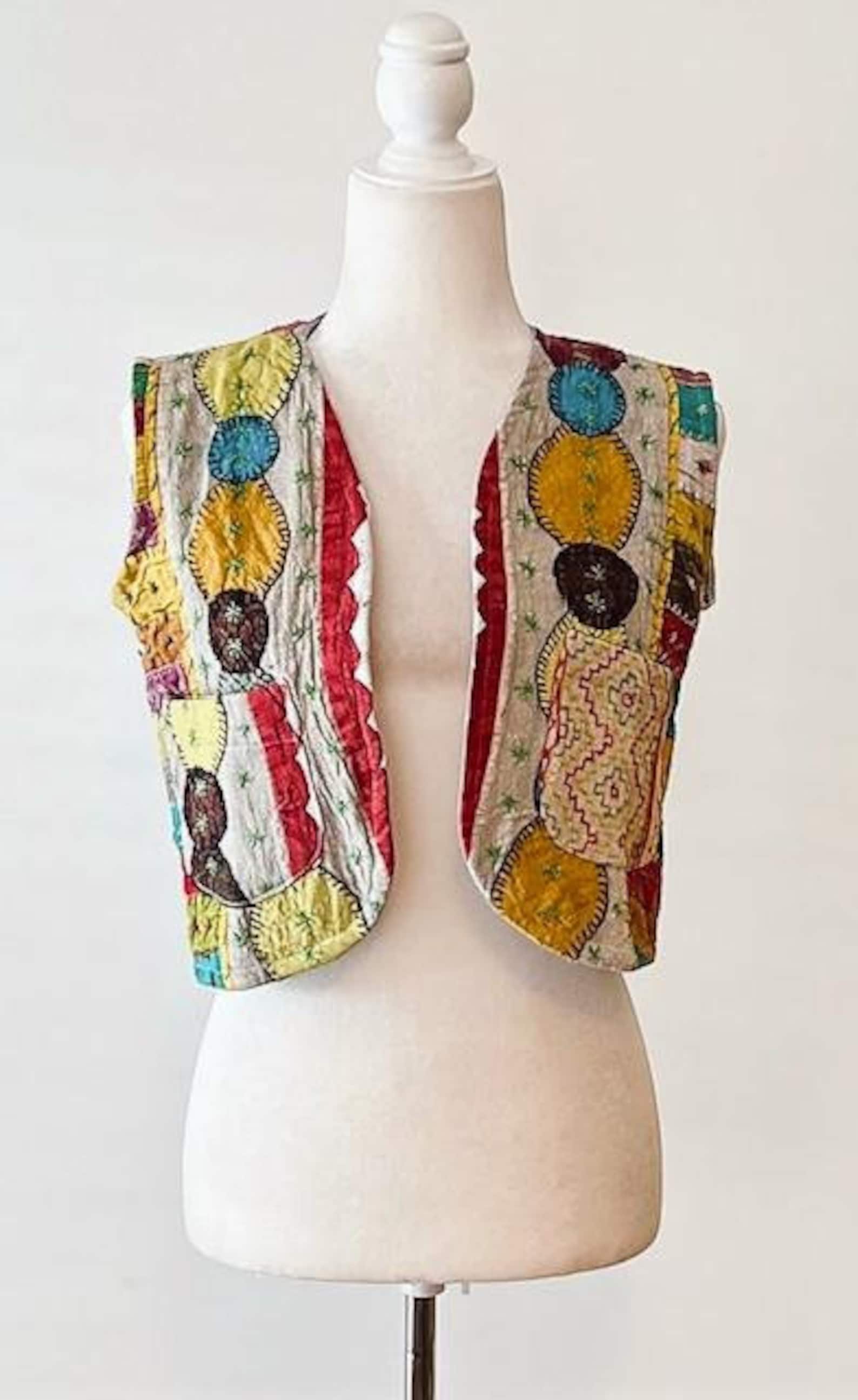 Cutwork Short Kantha Vest (multicolor) - Etsy