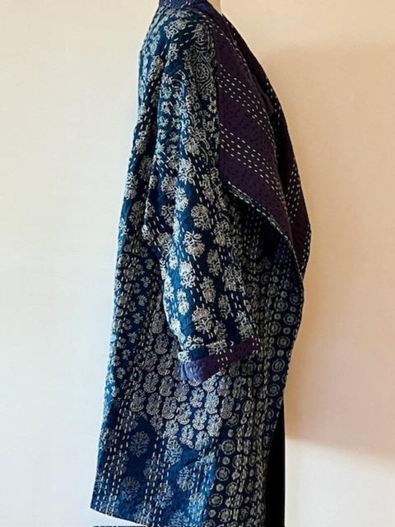Cool Indigo Reversible Waterfall Coat - Etsy