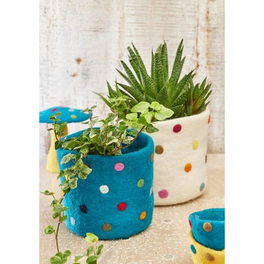 Felt Dotty Rainbow Planters Are Whimsical. Sold in Sets - Etsy