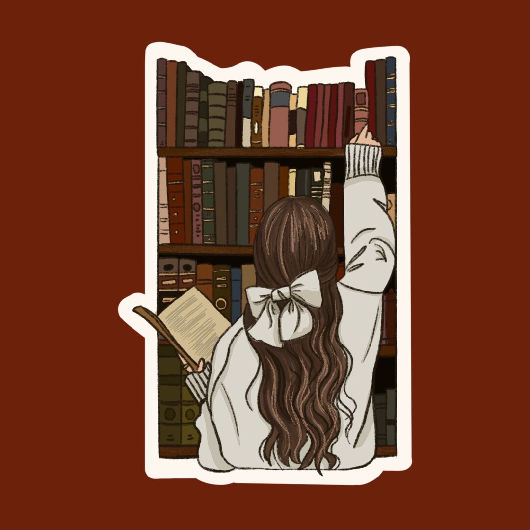 Library Girl Sticker, Booktok, Reader, Bookish, Romantasy, Romance ...