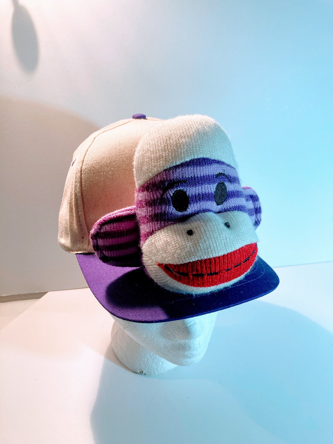 Sock Monkey on Baseball Cap Hat - Etsy