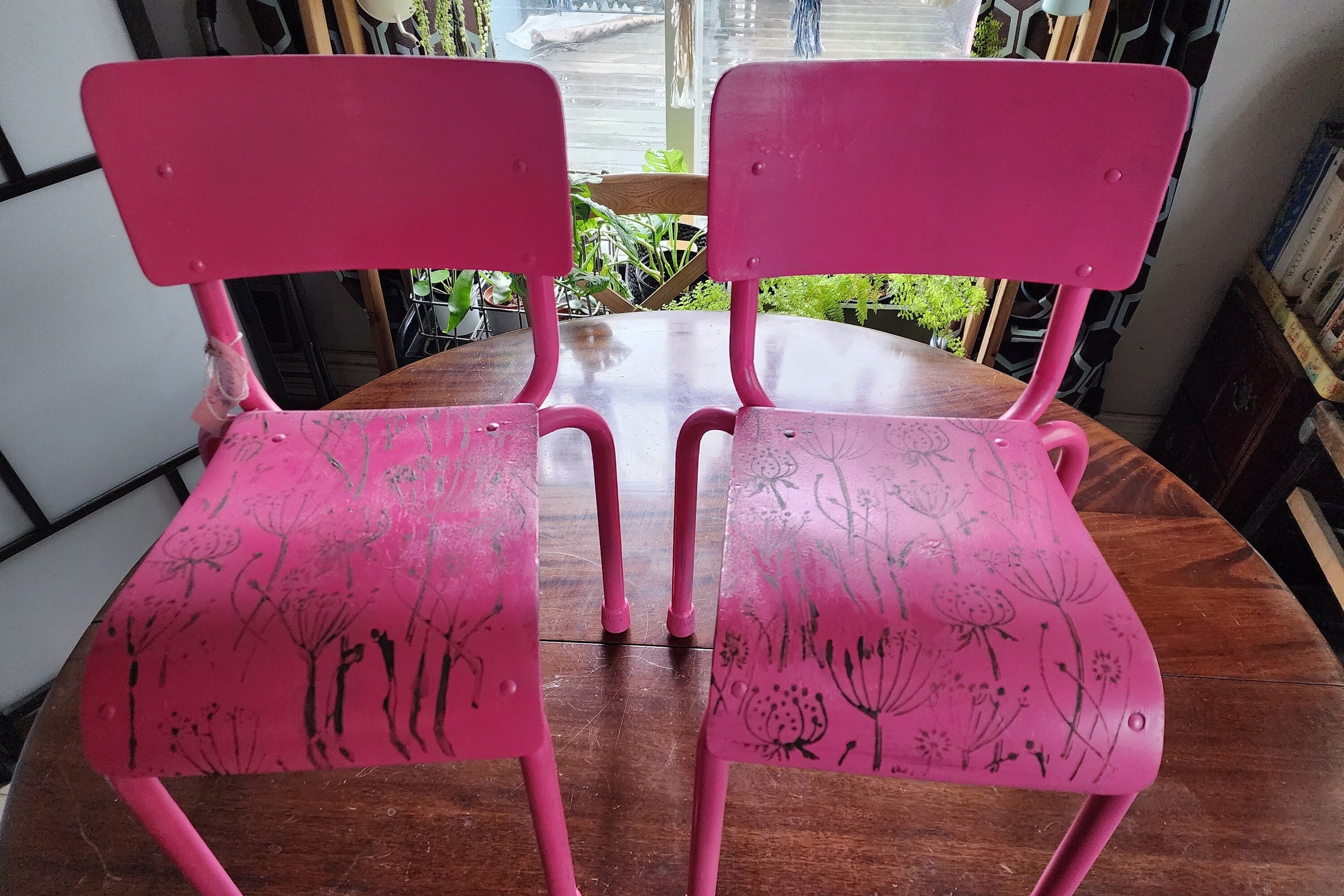 Vintage Chairs Repurposed Mid Century School Chair Pink Pop of Colour ...
