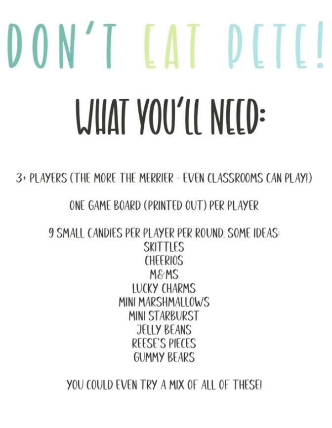 Don’t Eat Pete! Printable Game for Kids, Homeschool, Sunday School ...