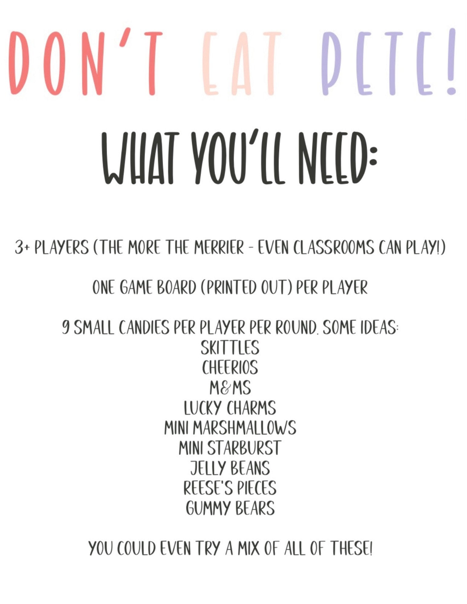 Last Minute Dont Eat Pete Printable Valentines Day Game for Kids ...