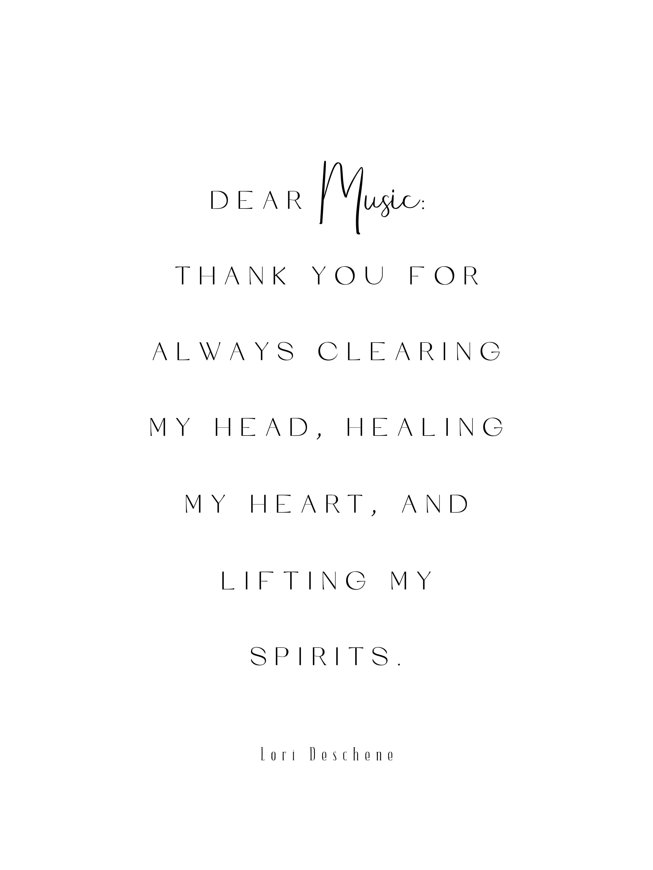 Dear Music Thank You for Clearing My Head Healing My Heart - Etsy