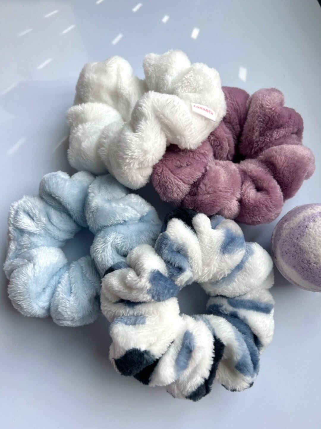 XL Fluffy Plush Scrunchie | Soft Furry Hair Tie | Oversized Kawaii ...