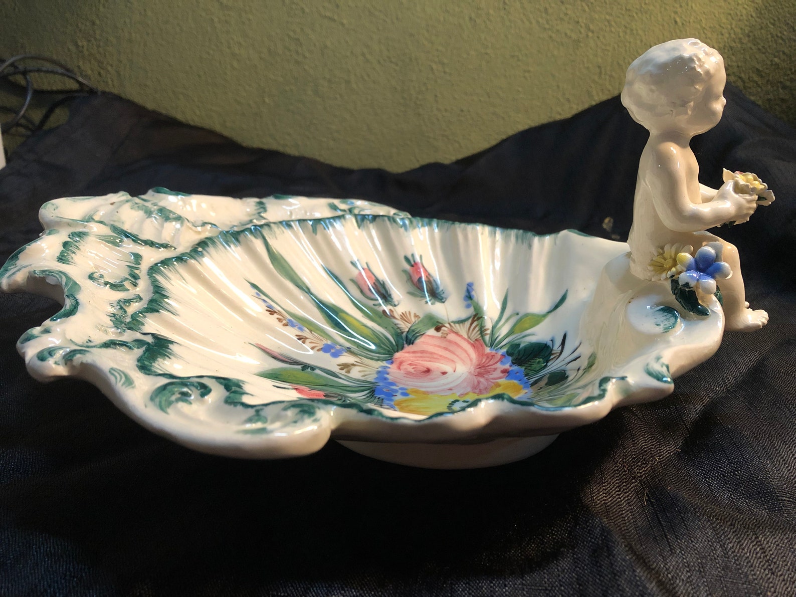 Italian Cherub Floral Ceramic Decorative Dish - Etsy