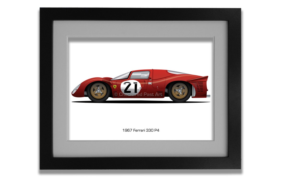 1967 Ferrari 330 P4 Illustration, for Him, Vintage Sports Car Art, Ford ...
