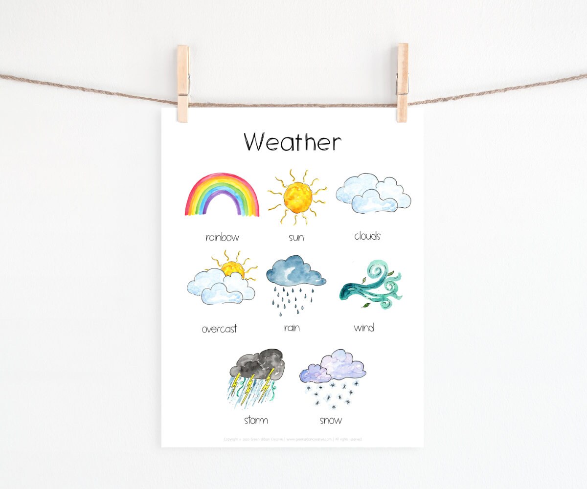 Weather 3 Part Cards Printables - Etsy