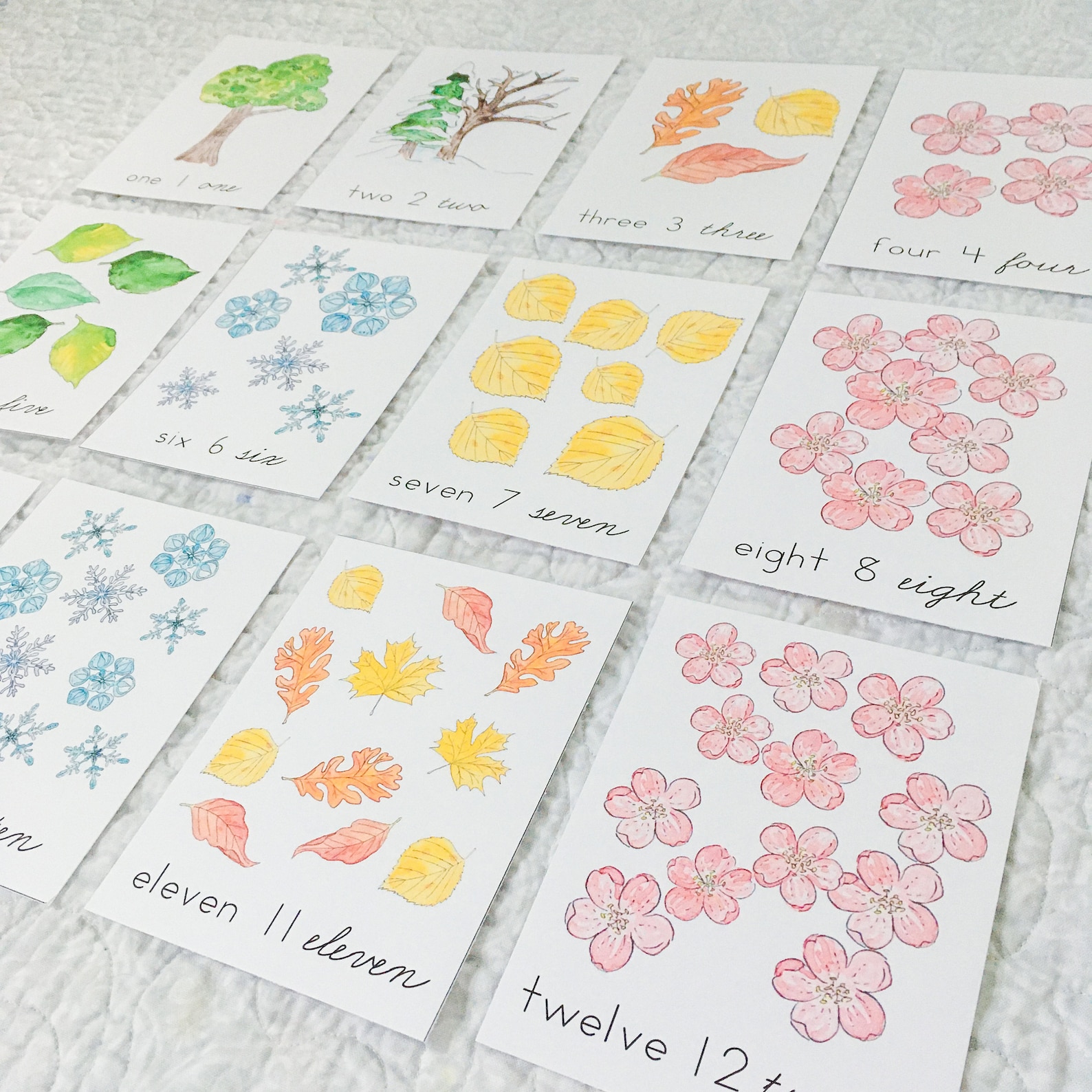 Seasons Counting Cards | Etsy