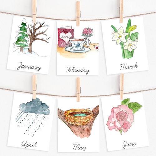 Months of the Year Montessori Printable Three Part Cards. - Etsy