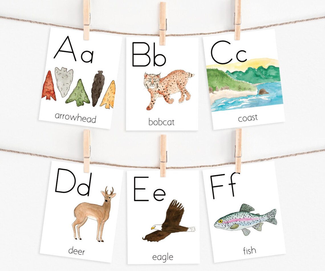Oregon Alphabet Flashcards Homeschool Printable Nature - Etsy