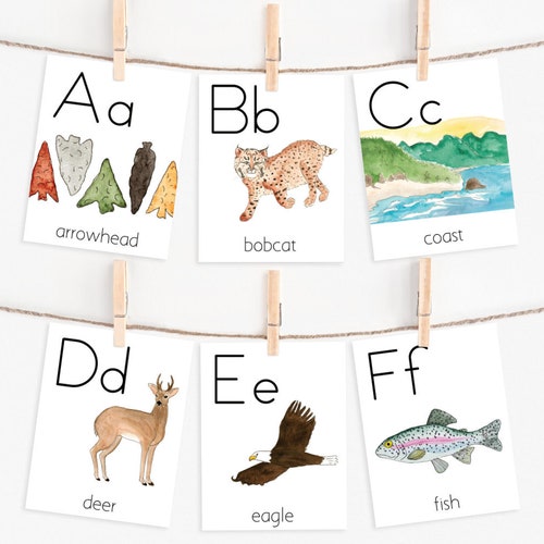 Oregon Alphabet Flashcards Homeschool Printable Nature - Etsy