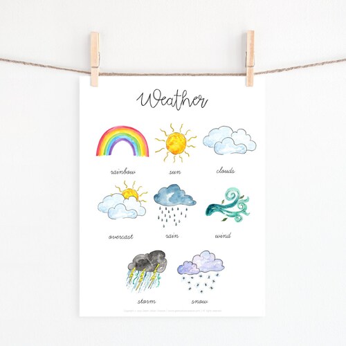 Weather 3 Part Cards Printables - Etsy