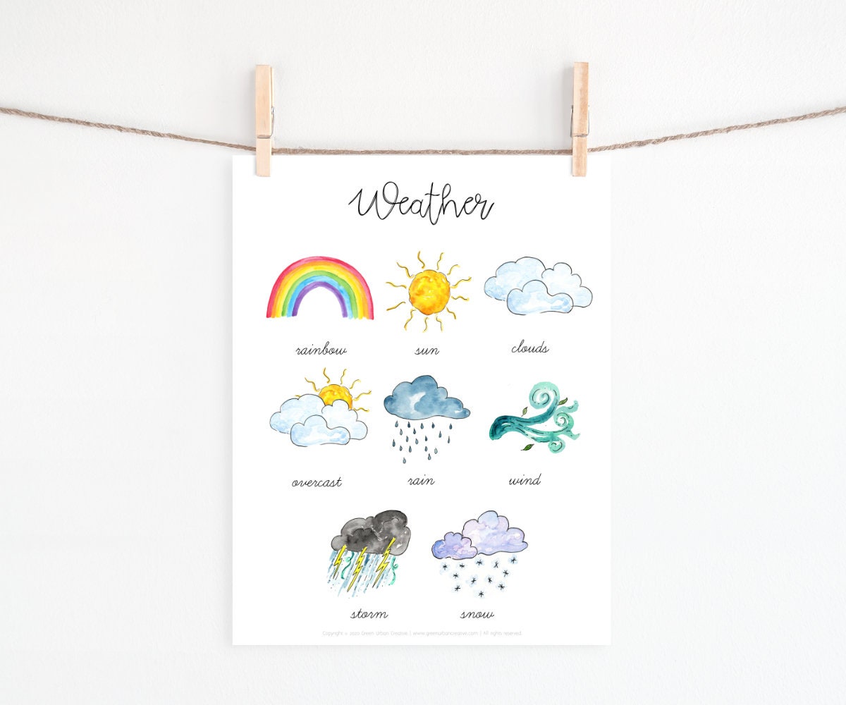 Weather 3 Part Cards Printables - Etsy