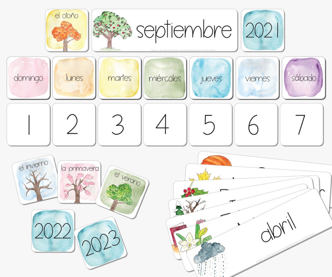 SPANISH Classroom Calendar, Homeschool Calendar, Morning Time Printable ...