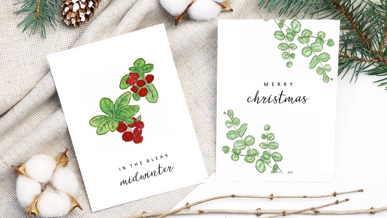Botanical Christmas Cards | Etsy
