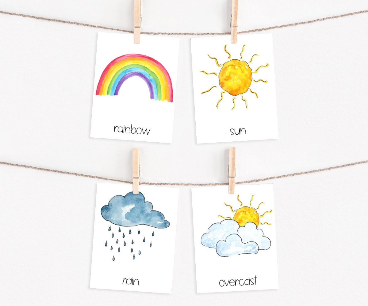 Weather 3 Part Cards Printables - Etsy