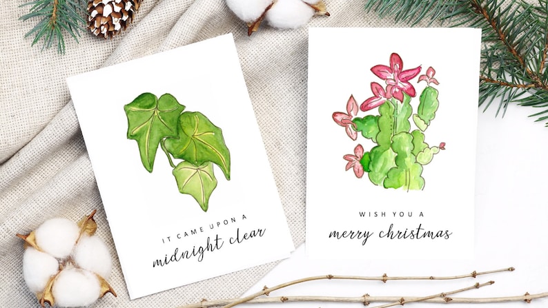 Botanical Christmas Cards | Etsy