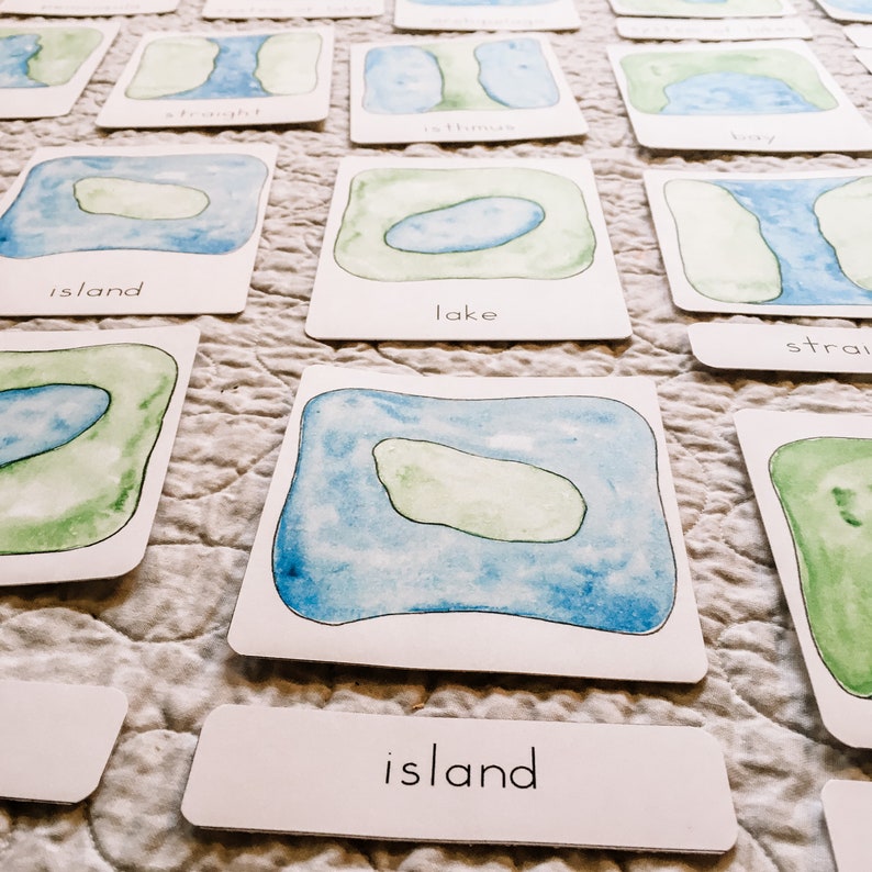 Landforms Flashcards Montessori Homeschool 3 Part Cards | Etsy