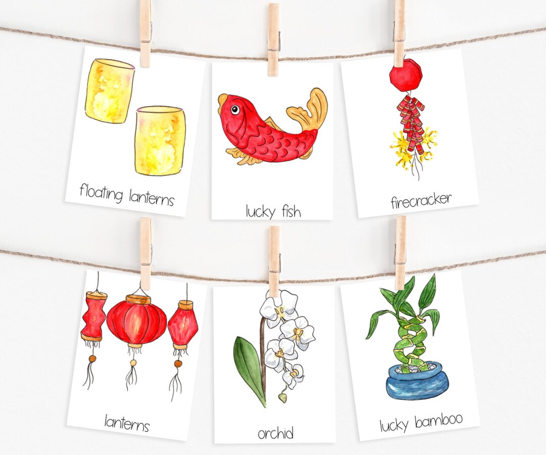Lunar New Year 3 Part Cards Printable - Etsy