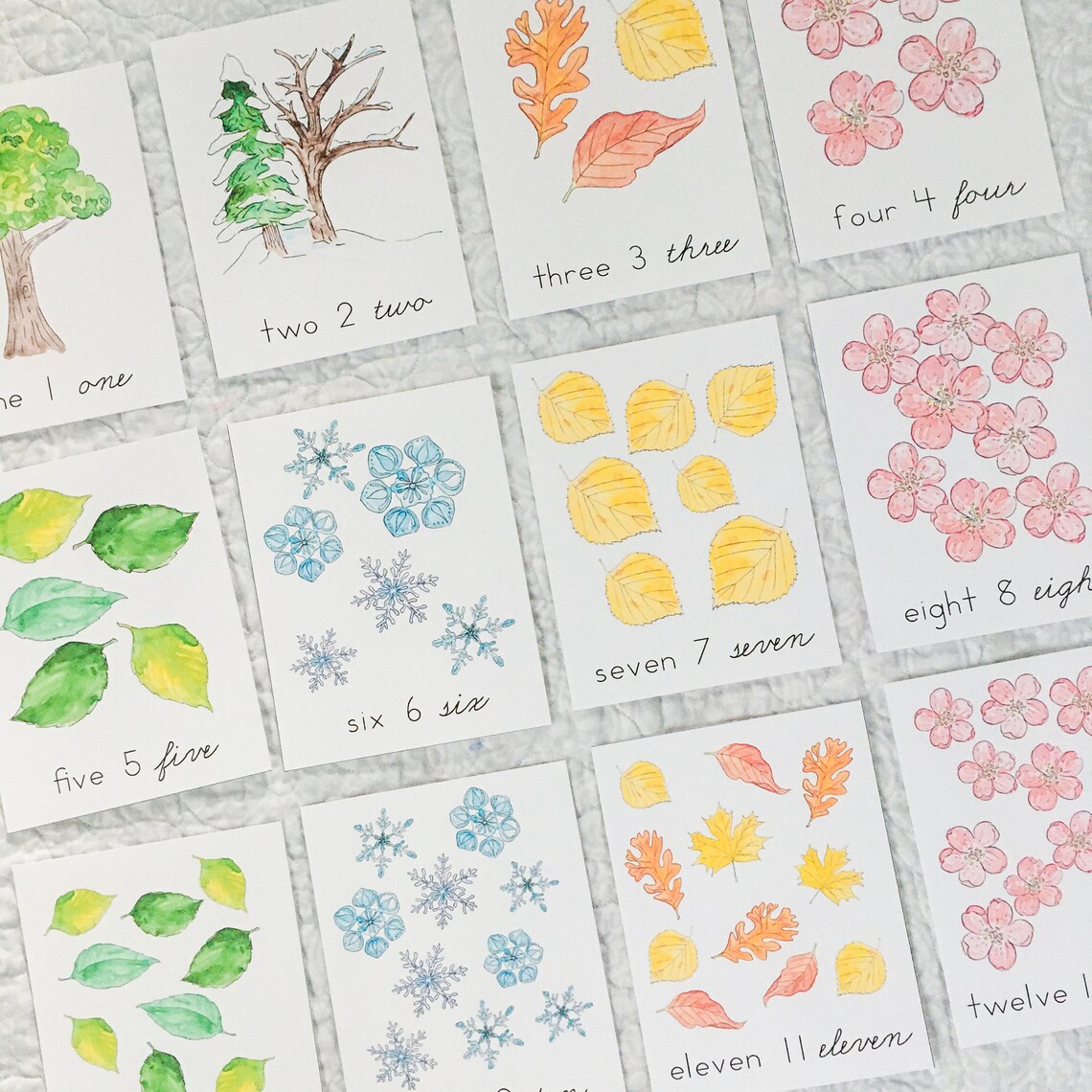 Seasons Counting Cards | Etsy