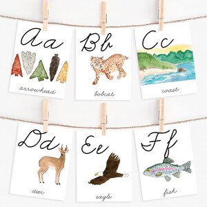 Pacific Northwest Alphabet Flashcards in Cursive Printable - Etsy