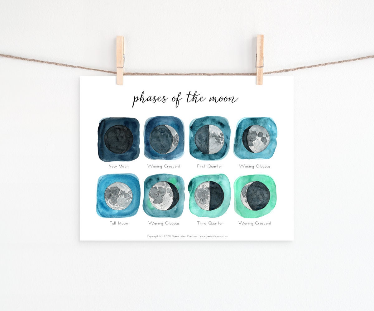 Moon Phases Flashcards Montessori Homeschool Charlotte Mason - Etsy