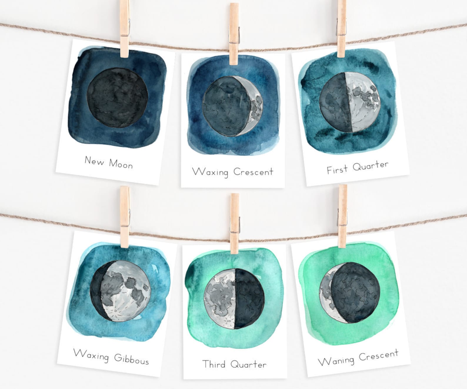 Moon Phases Flashcards, Montessori Homeschool Charlotte Mason Nature ...