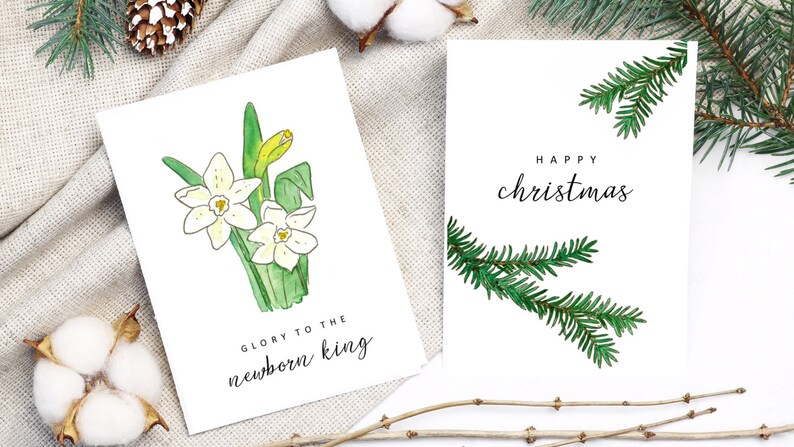 Botanical Christmas Cards | Etsy