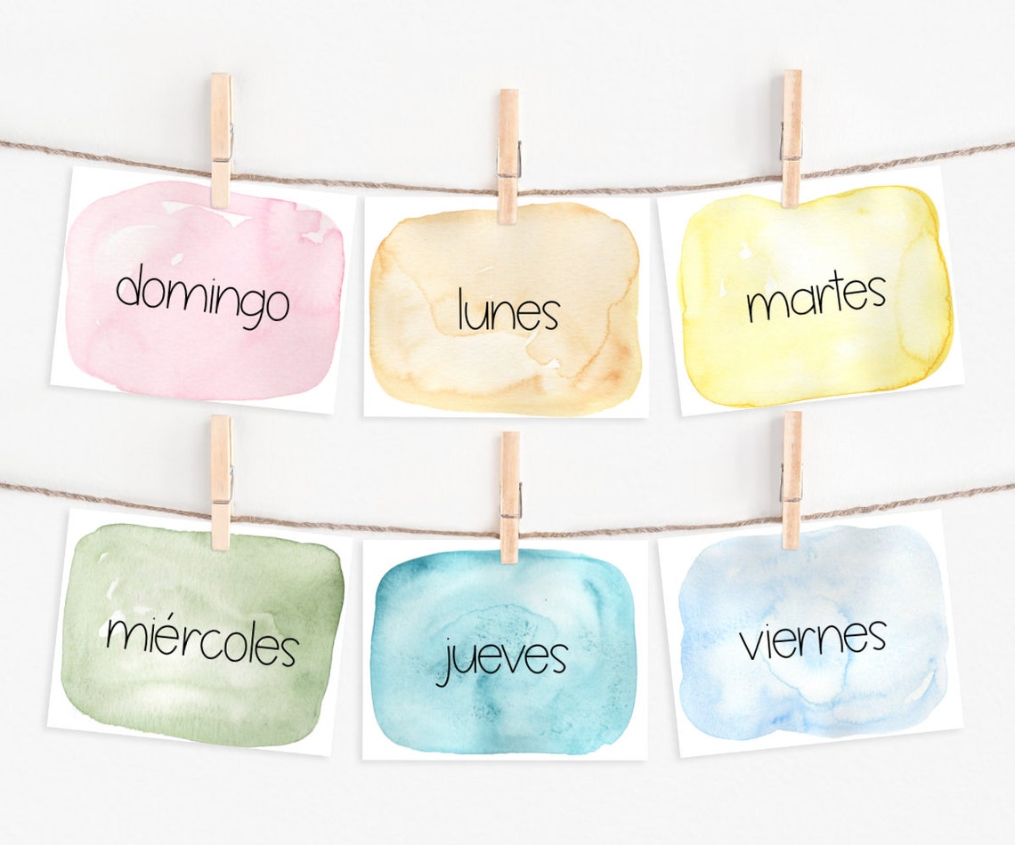 SPANISH Days of the Week Flashcards | Etsy