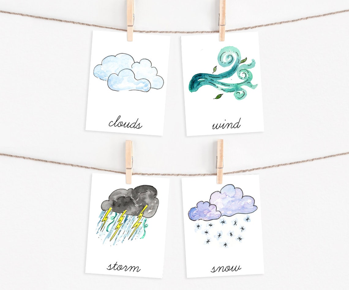 Weather 3 Part Cards Printables - Etsy